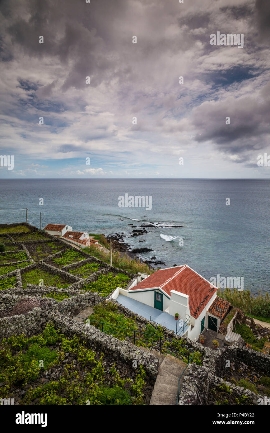 Portugal, Azores, Santa Maria Island, Maia, elevated view of town and ...