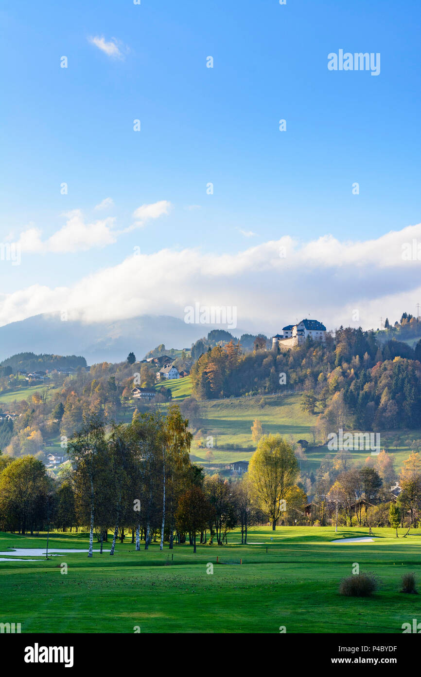 Mittersill, castle Schloss Mittersill, Salzach valley, golf course ...