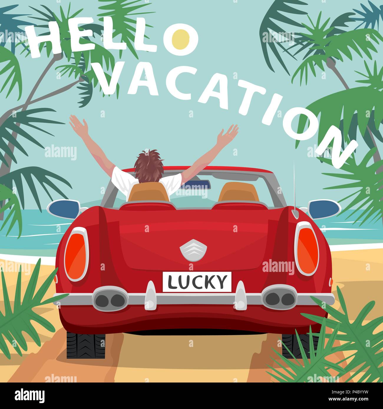 Young man in auto Stock Vector Images - Alamy