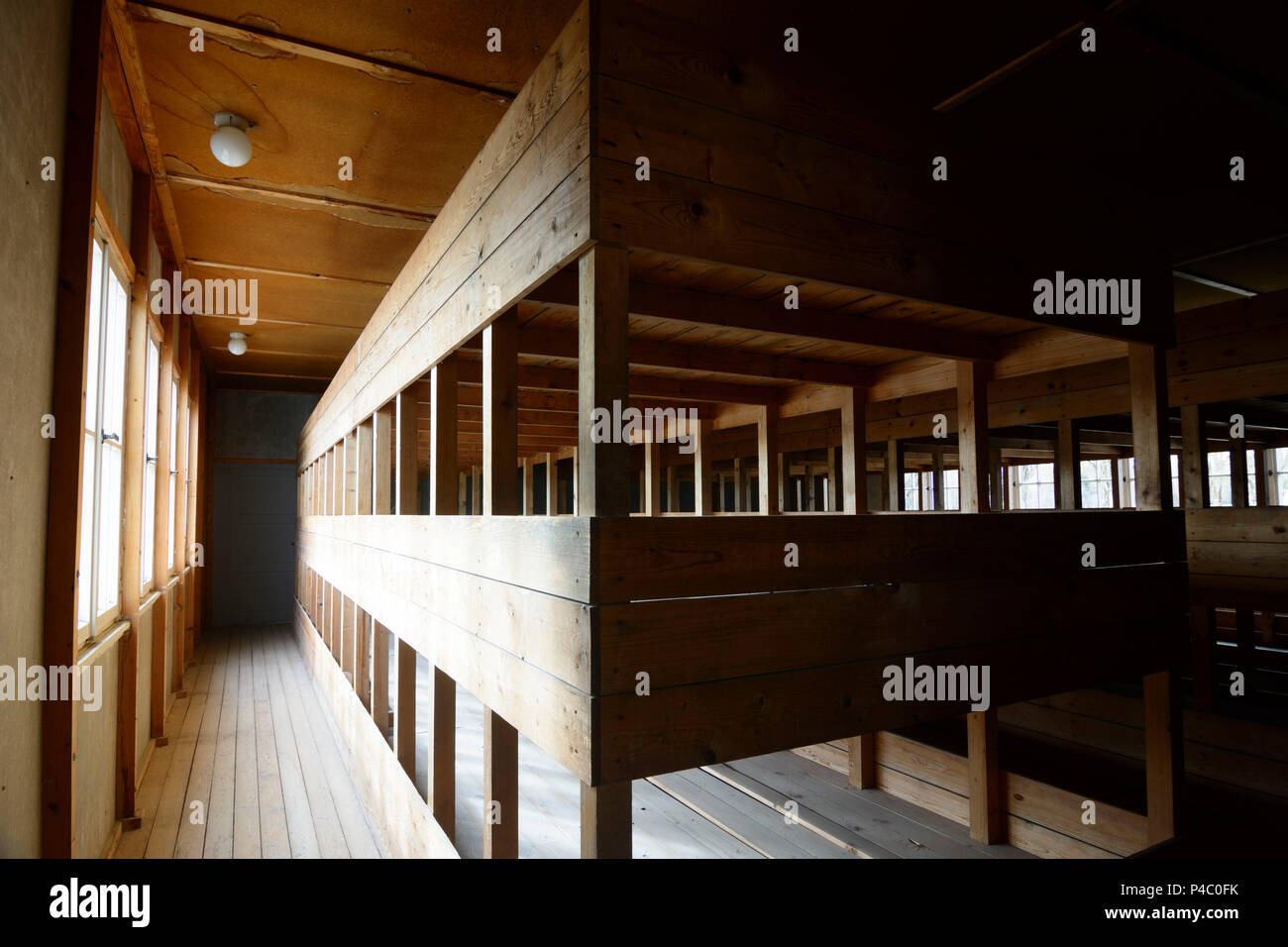 Dachau, concentration camp, prisoner barrack, prisoner bunks ...