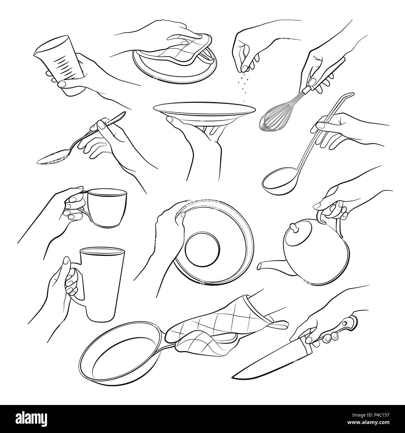 Hands kitchenware Stock Vector Images - Alamy