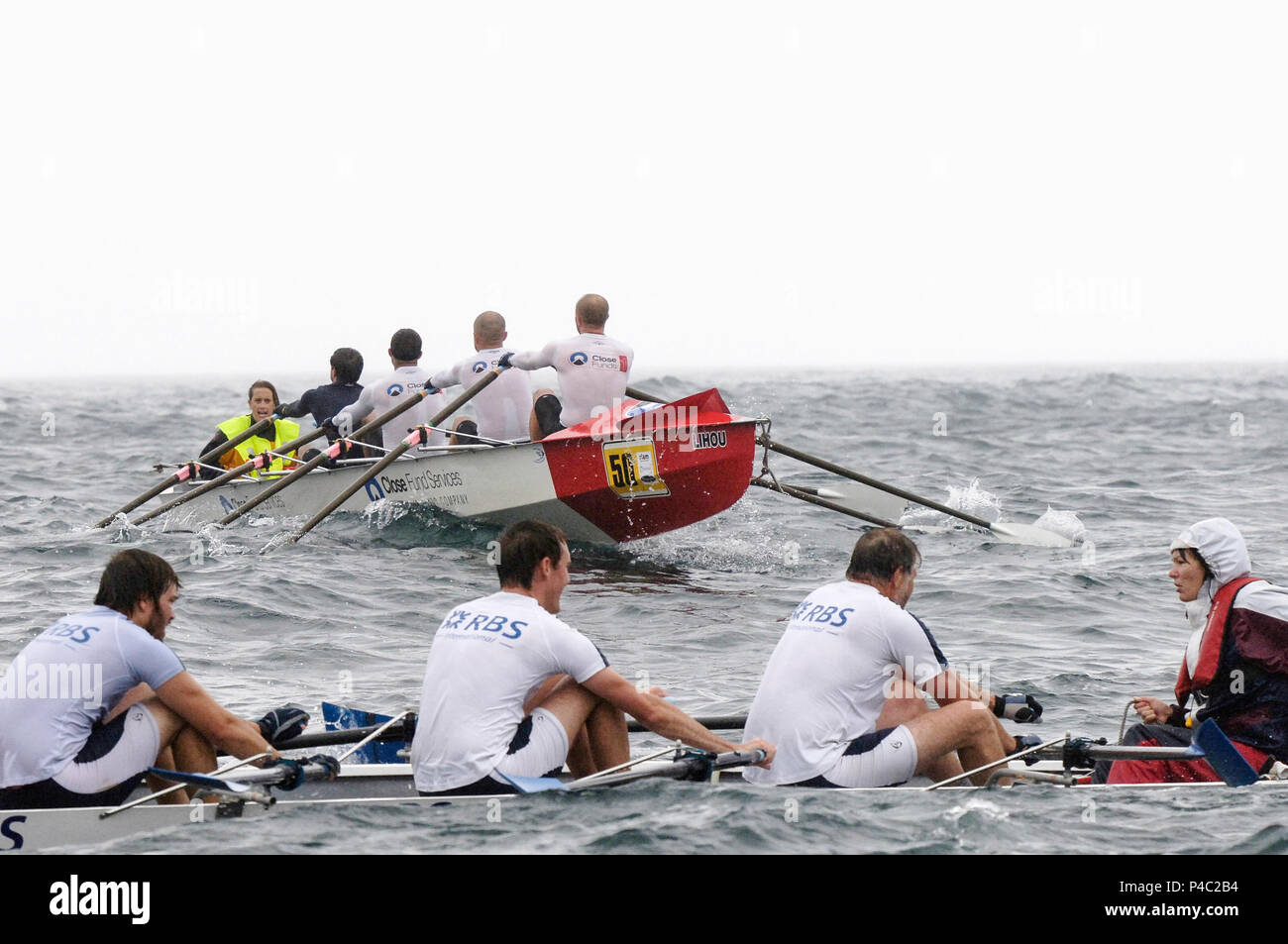 St Peter's Port, Guernsey, CHANNEL ISLANDS, Crews approaching and ...