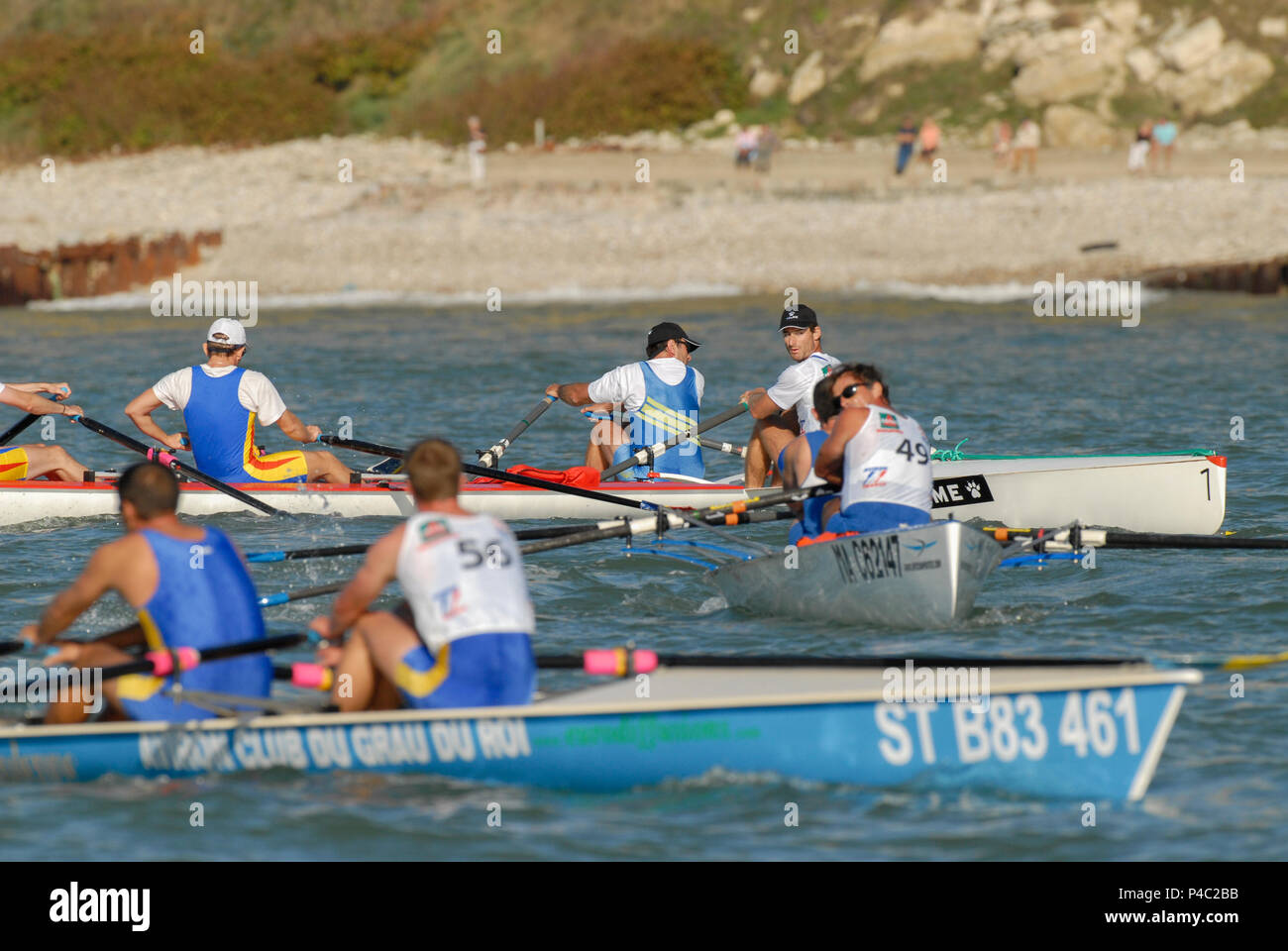 La Havre, FRANCE, "Men's Double Sculls", M2X, competing, at the, French ...
