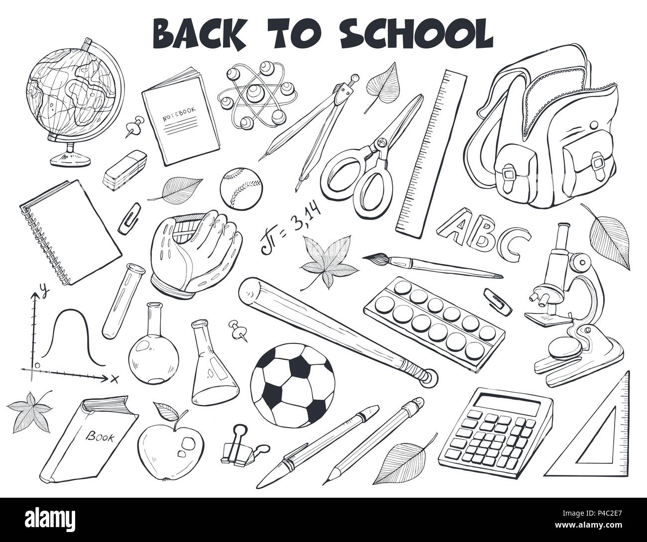 Stationery objects school office Stock Vector Images - Alamy