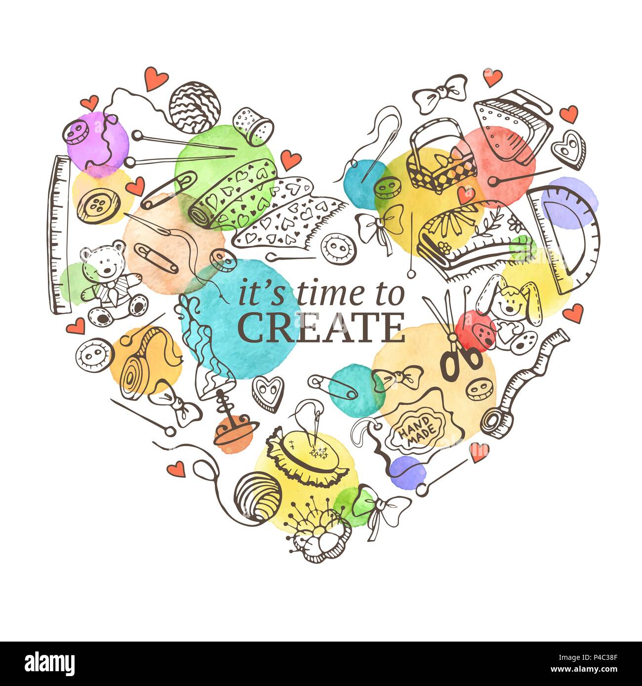 Illustration sewing machine needlework Stock Vector Images - Alamy