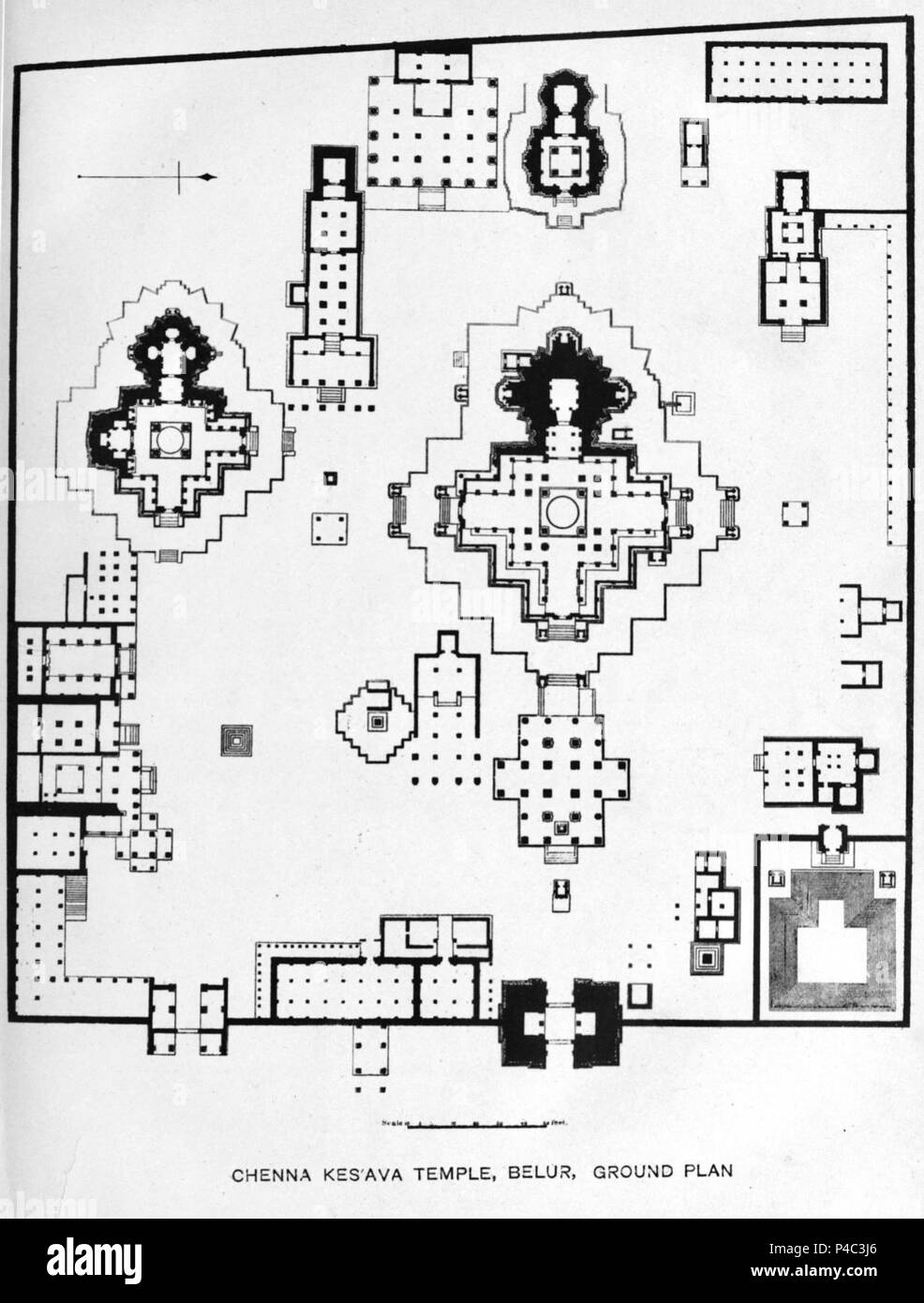 12th century Belur Chenna Kesava temples complex plan, Karnataka India ...