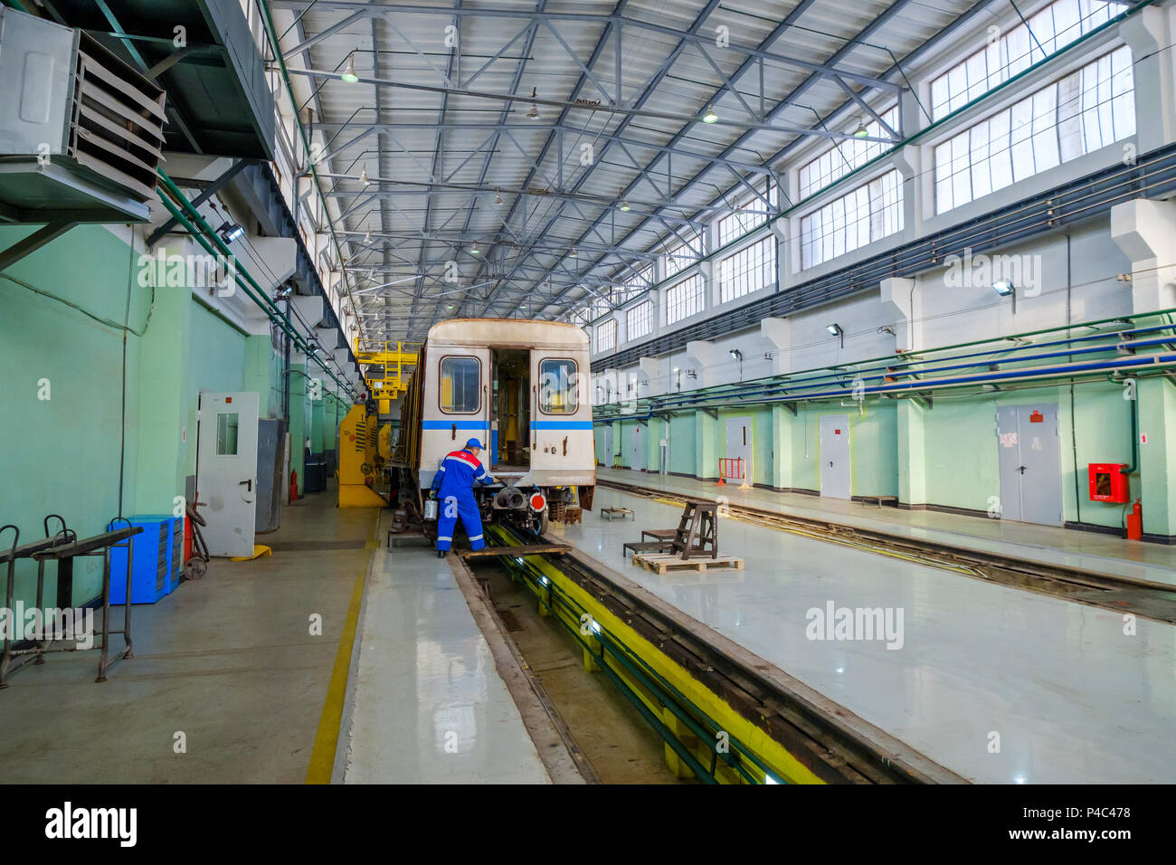 Subway train metro depot Krasnaya presnya interior Stock Photo - Alamy