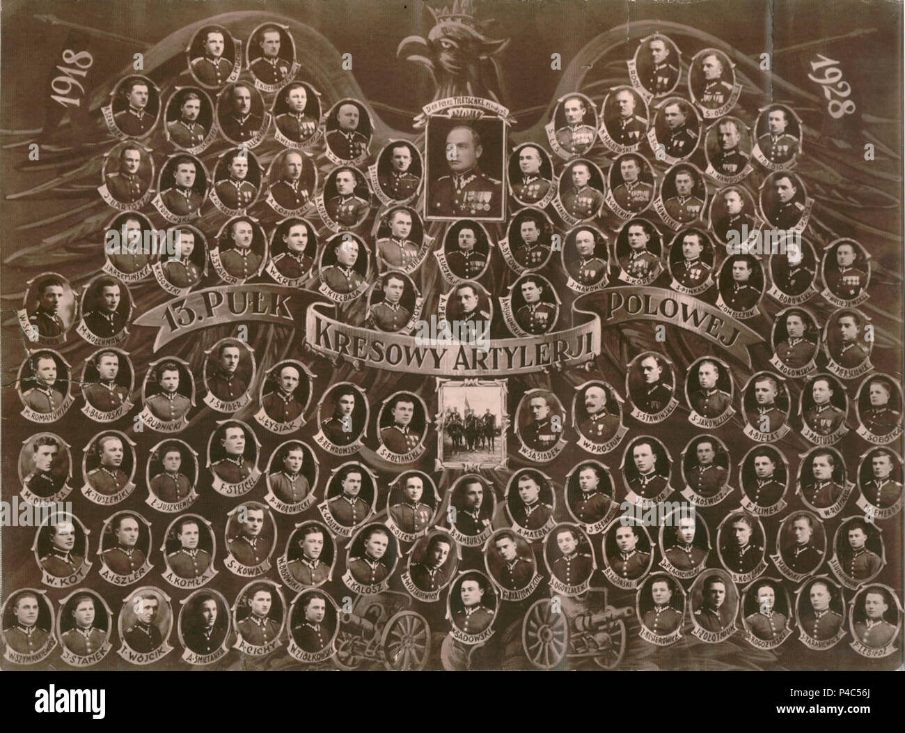 13 Kresowy Pulk Artylerii Lekkiej -1918-1928 Tablo Jubileuszowe Stock ...