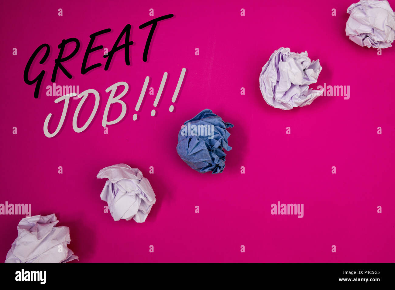 Handwriting textss writing Great Job Motivational Call. Concept meaning Excellent work Well done ...