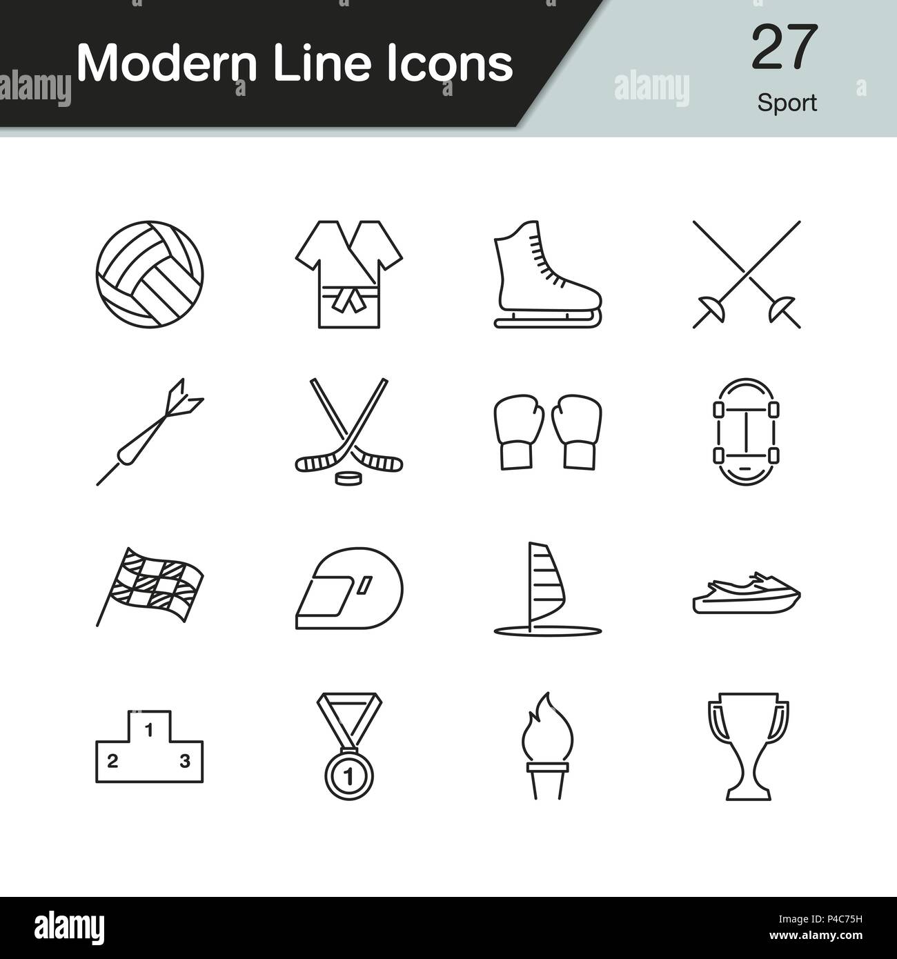 Sport icons. Modern line design set 27. For presentation, graphic ...