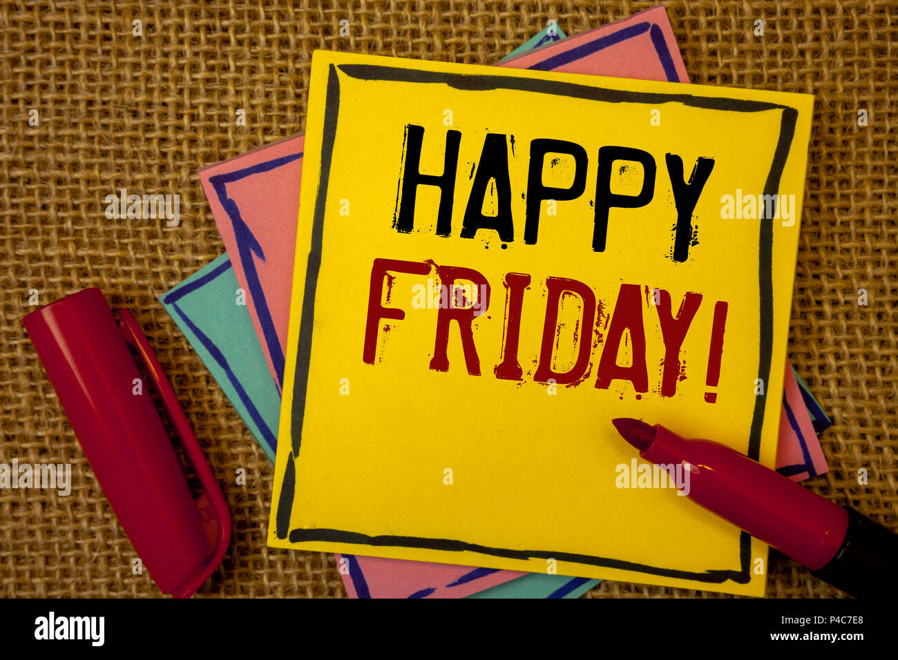 Handwriting textss Happy Friday Motivational Call. Concept meaning ...