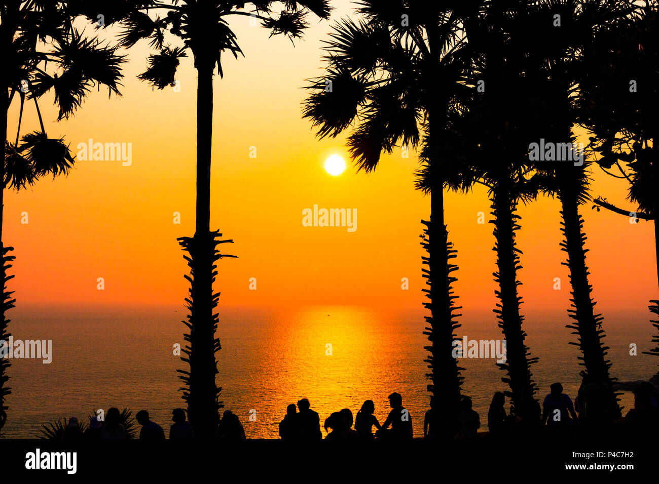 sunset at Promthep cape. Promthep cape is the most popular viewpoint in ...