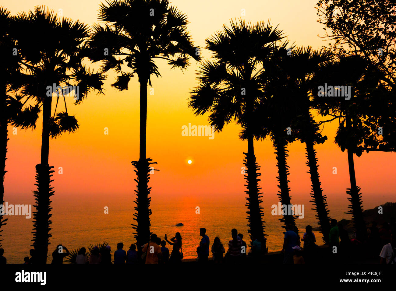 sunset at Promthep cape. Promthep cape is the most popular viewpoint in ...
