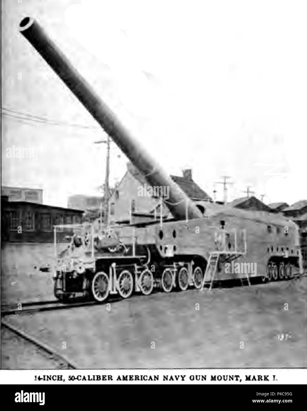 14 inch inch 50 cal railway gun elevated photo Stock Photo - Alamy