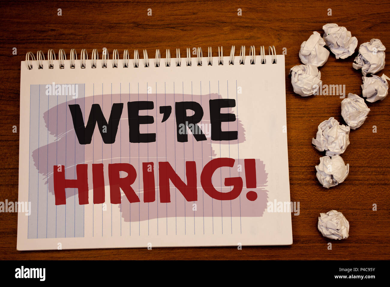 Writing note showing We Are Hiring Motivational Call. Business photo ...