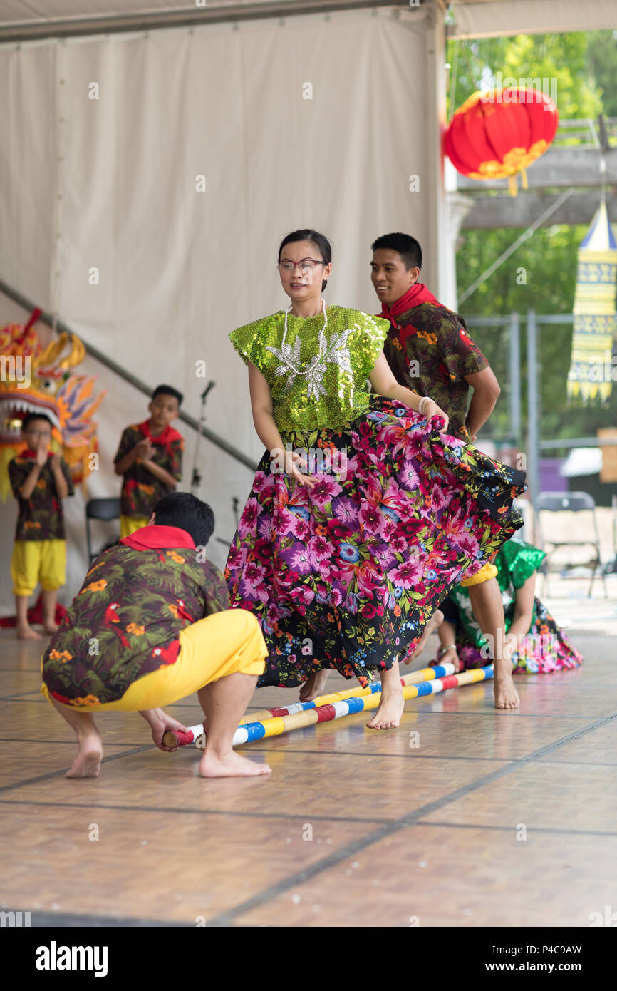 Columbus, Ohio, USA - May 27, 2018 Members of the Sayaw FilipinOH dance ...