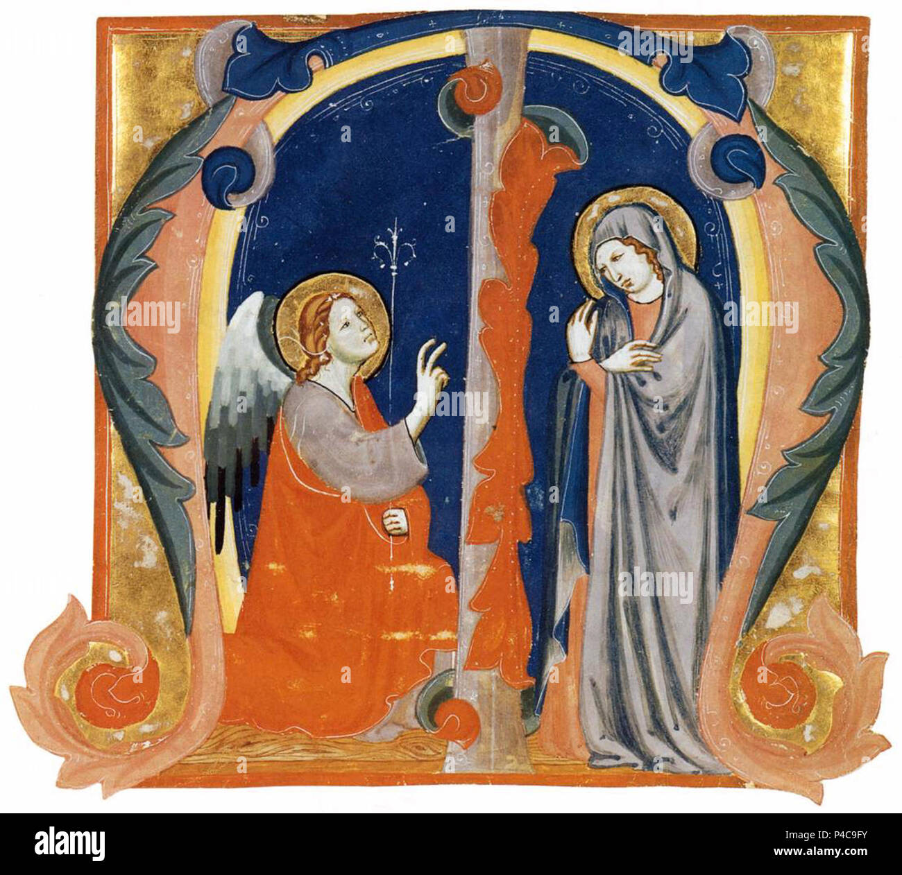 14th-century painters - The Annunciation in an Initial M - WGA15972 Stock Photo - Alamy