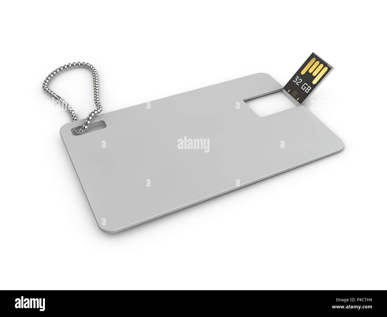 Blank white plastic wafer usb card mockup, 3d Illustration. Visiting ...