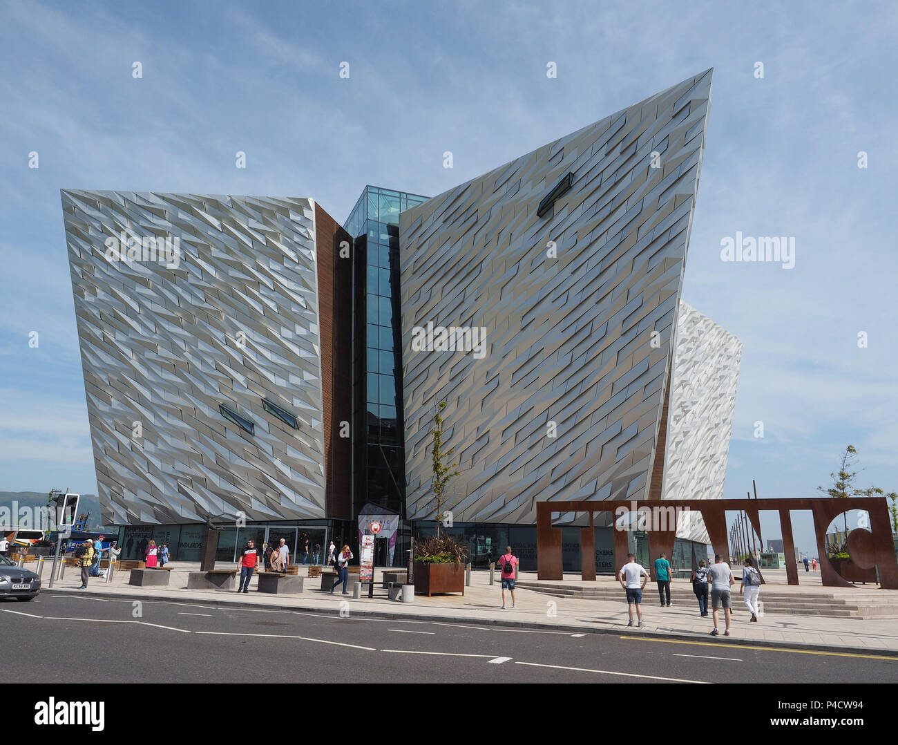 BELFAST, UK - CIRCA JUNE 2018: Titanic Belfast centre on the site of ...