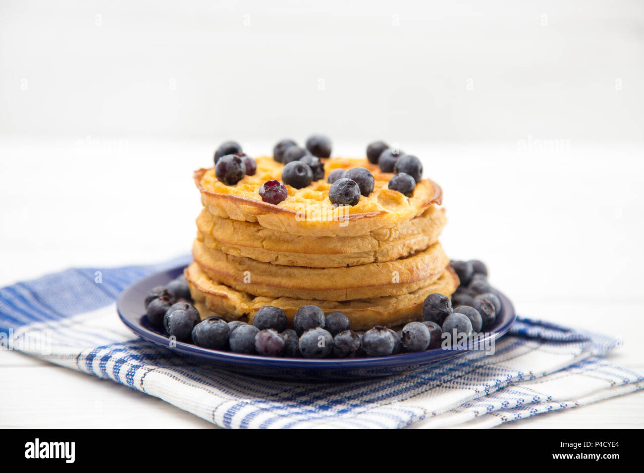 Waffles stack on table hi-res stock photography and images - Alamy