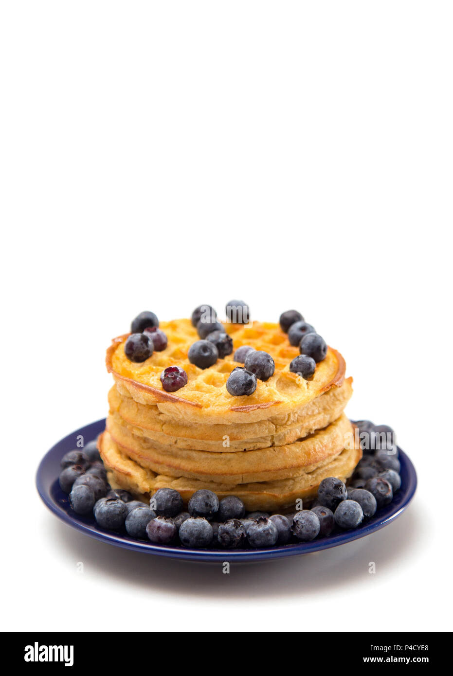 Stack of Classic Waffles with Blueberries Stock Photo - Alamy