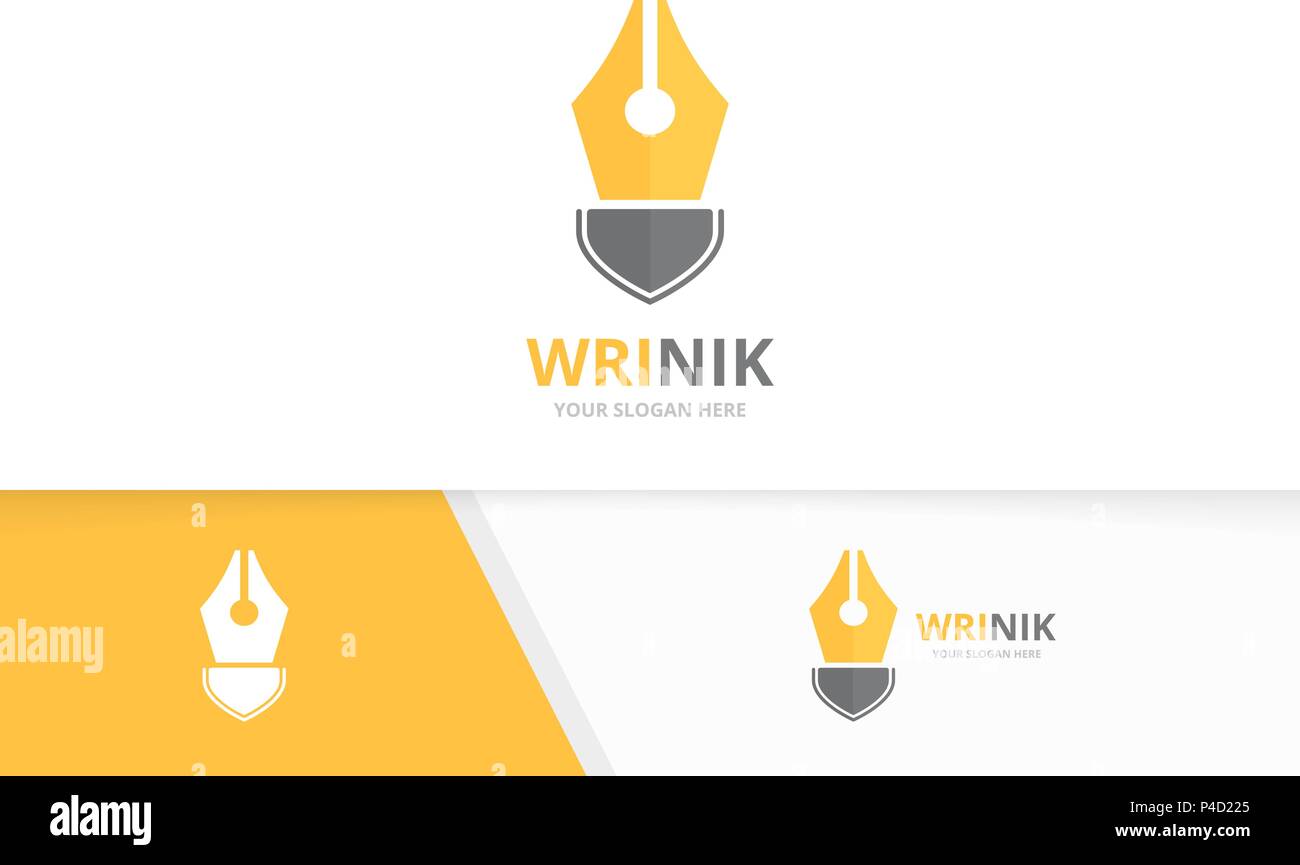 Vector pen and shield logo combination. Write and security symbol or ...