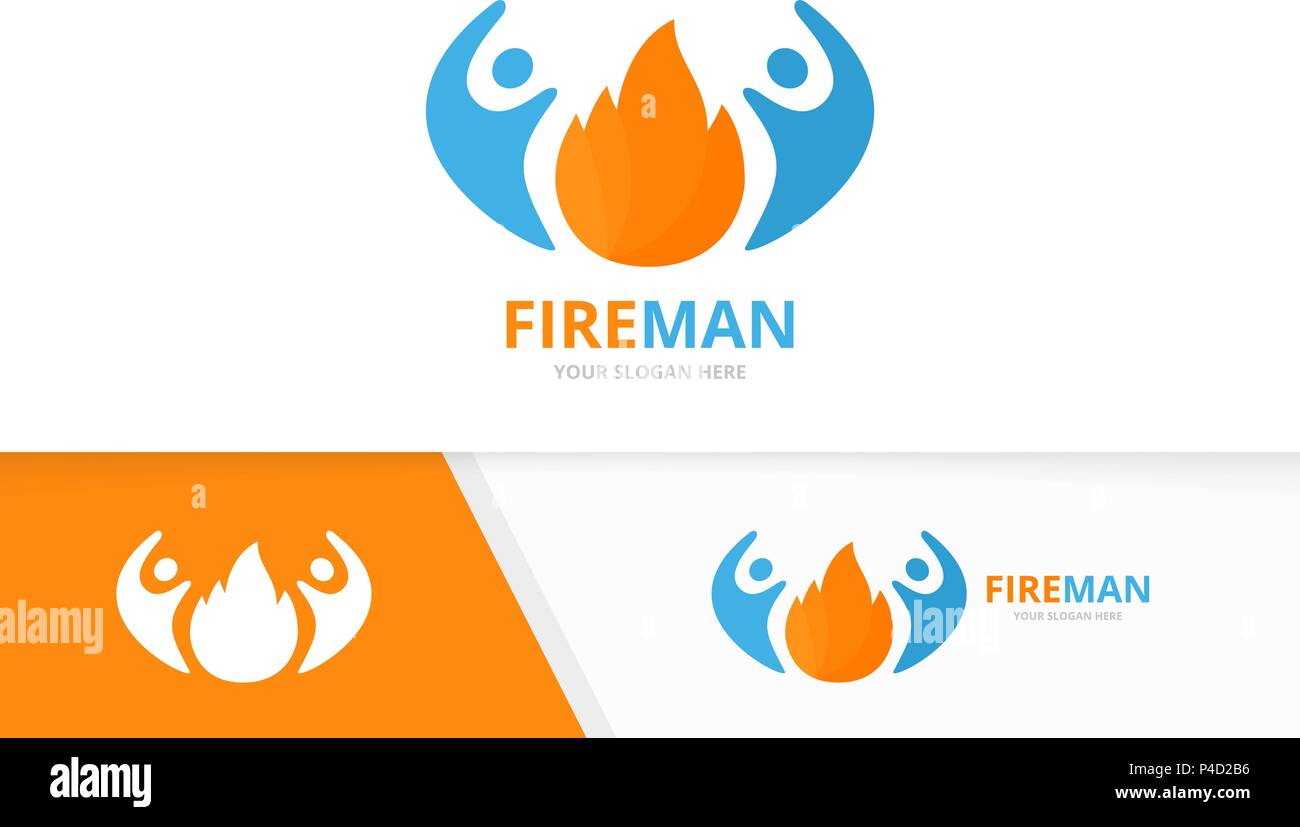 Vector fire and people logo combination. Flame and family symbol or ...