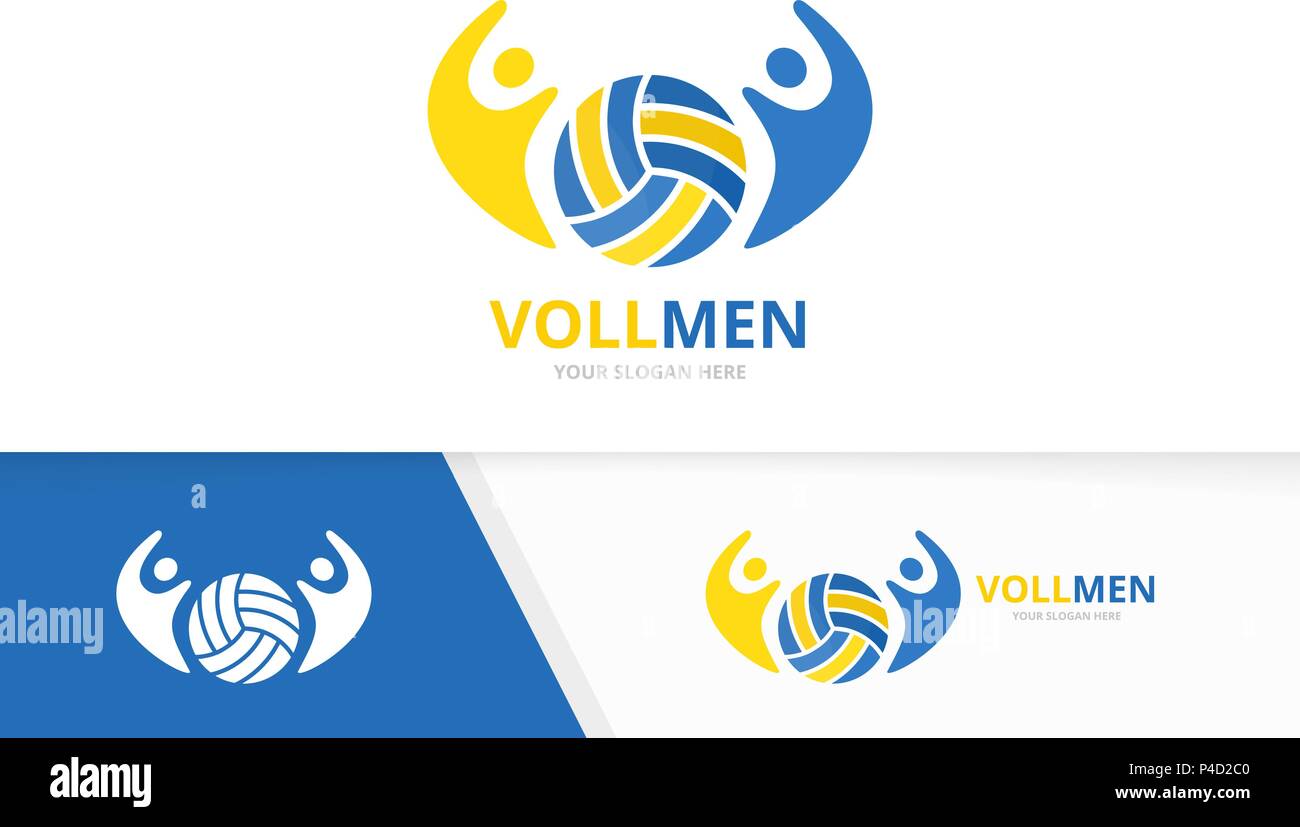 Vector volleyball and people logo combination. Play and family symbol ...