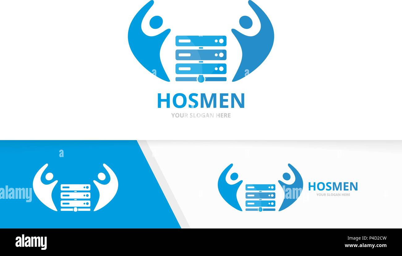 Vector host and people logo combination. Server and family symbol or ...