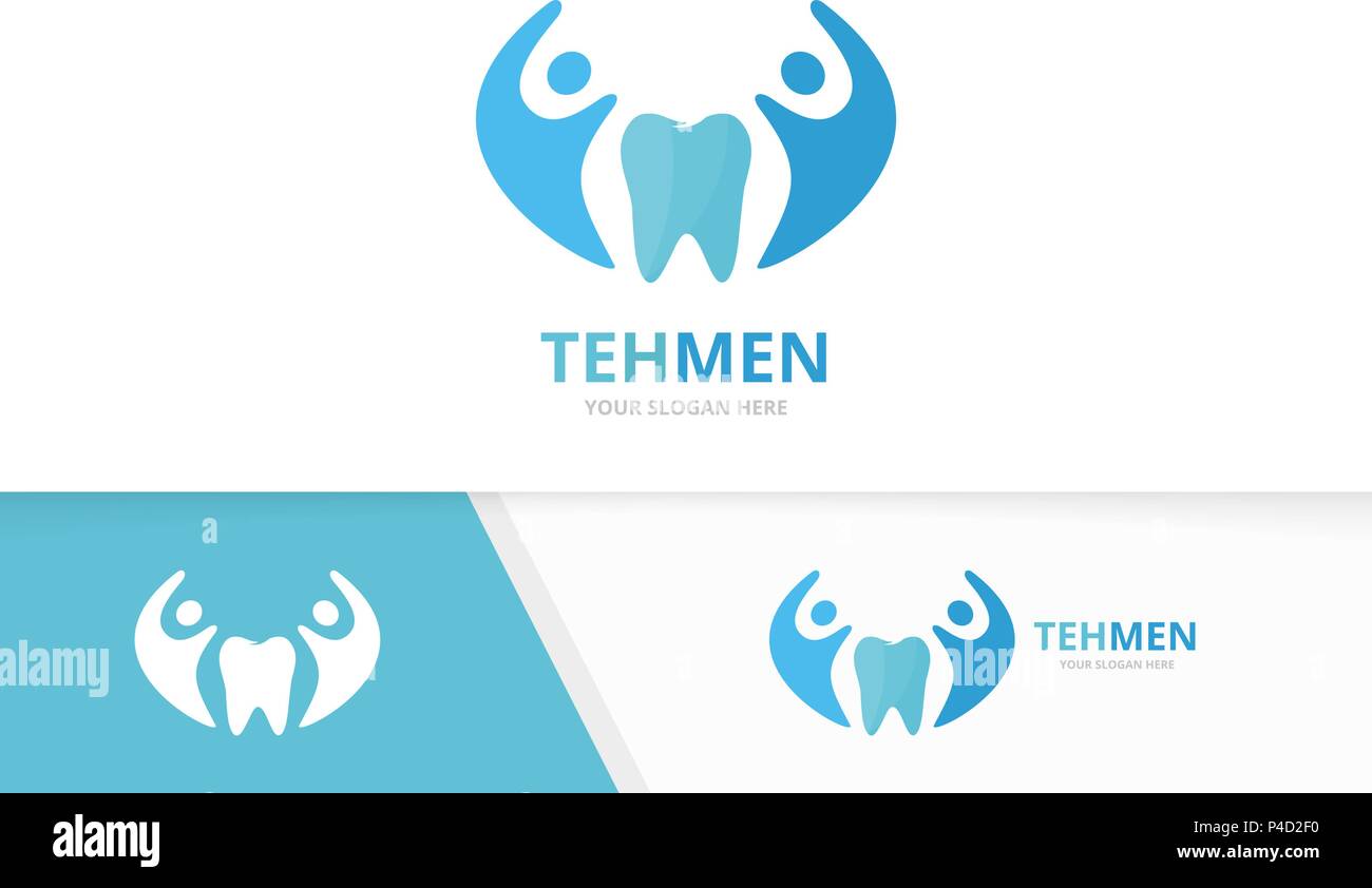 Vector tooth and people logo combination. Dental and family symbol or ...
