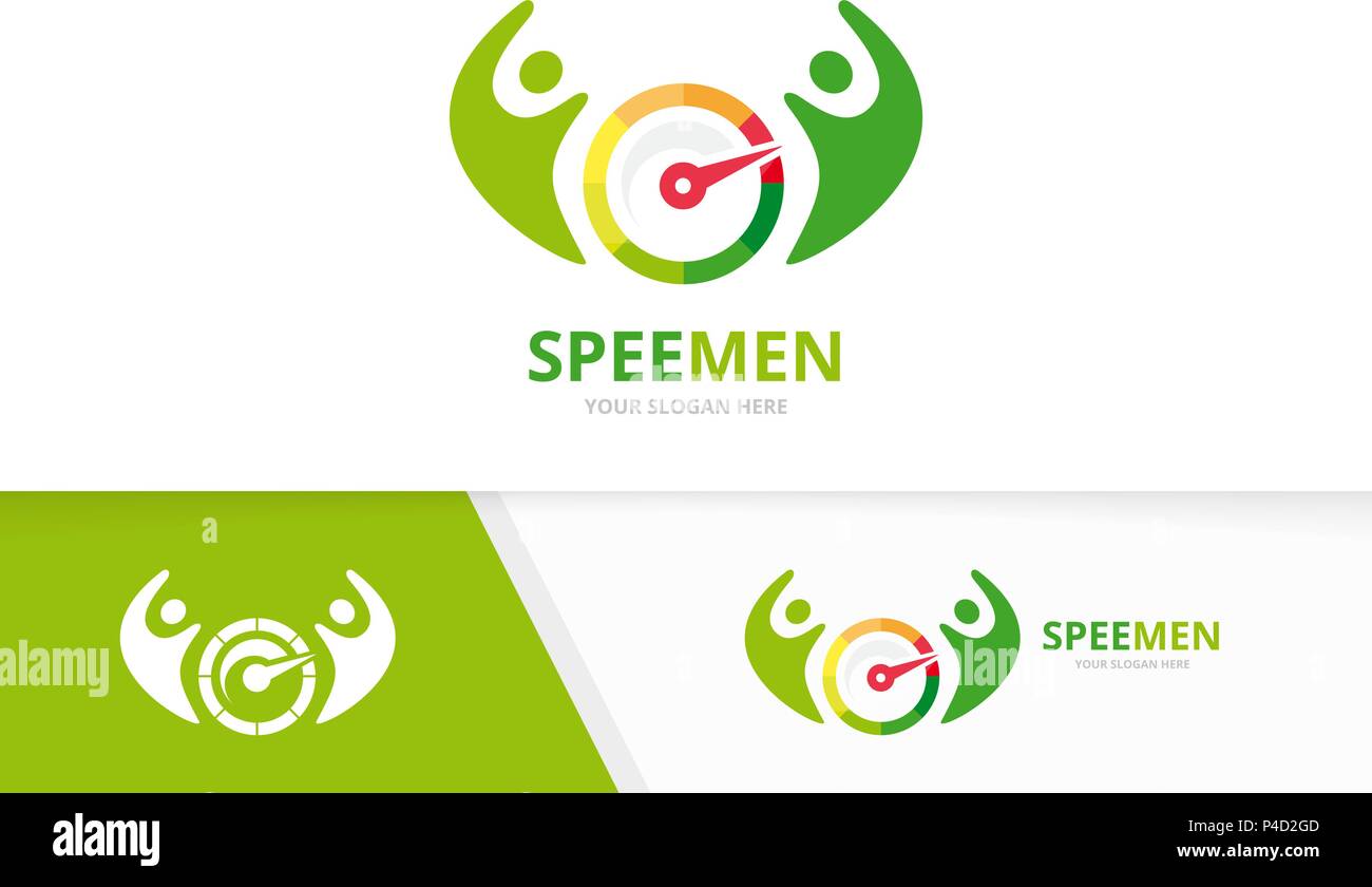 Vector speedometer and people logo combination. Tachometer and family ...