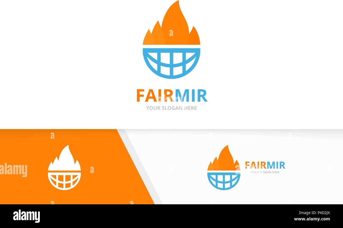 Vector fire and planet logo combination. Flame and world symbol or icon ...