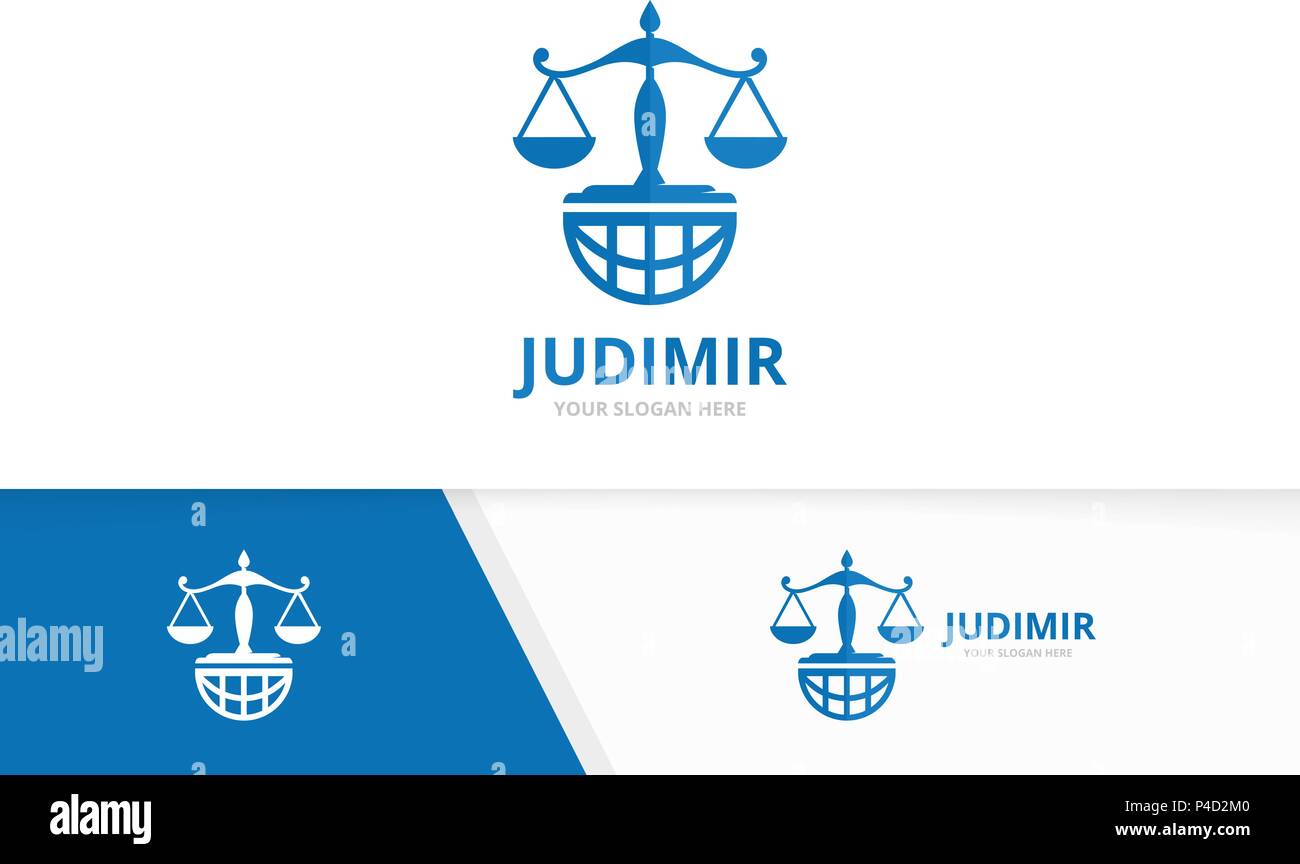 Vector libra and planet logo combination. Scales and world symbol or ...