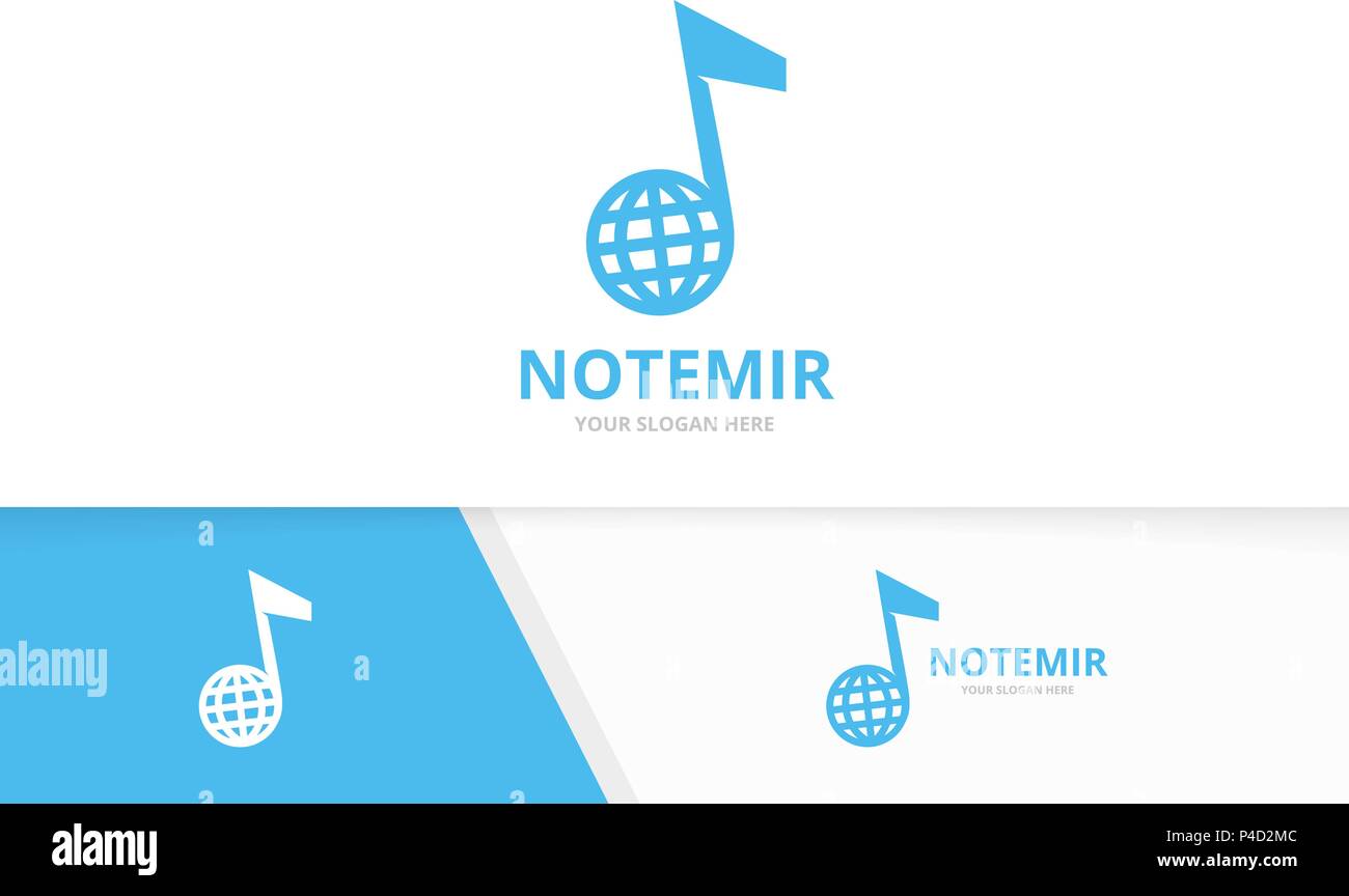 Vector note and planet logo combination. Music and world symbol or icon ...