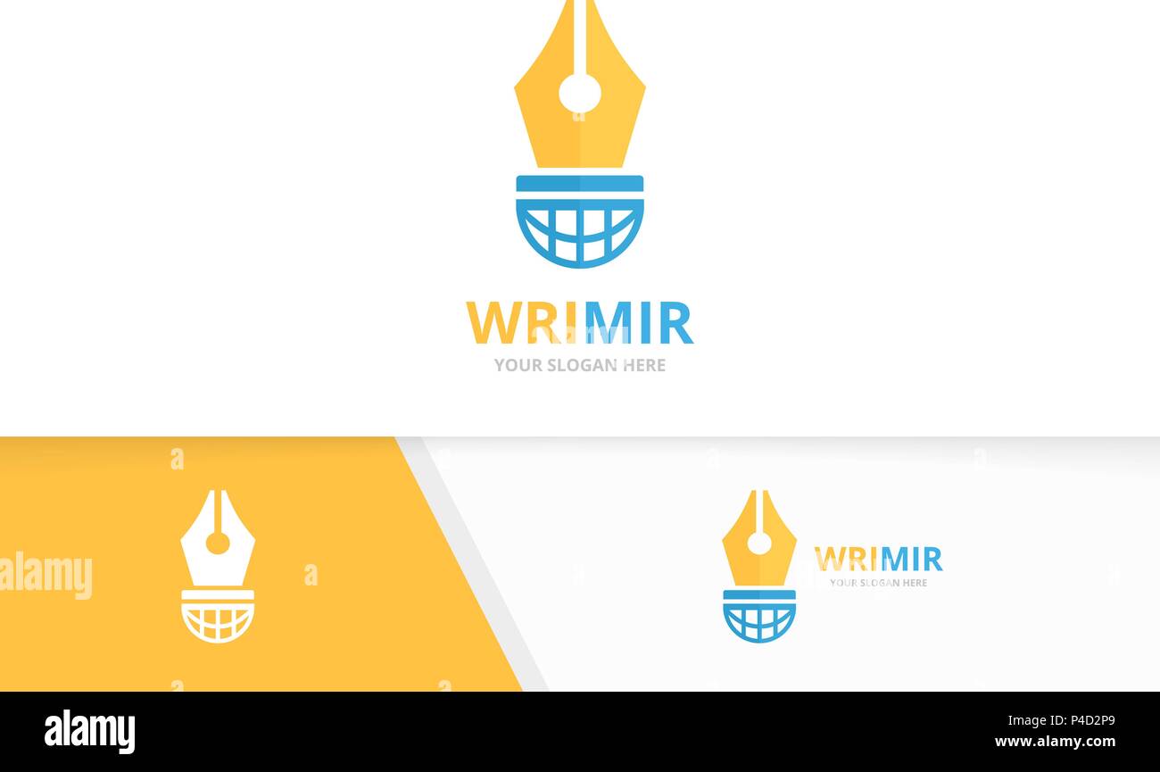 Vector pen and planet logo combination. Write and world symbol or icon ...