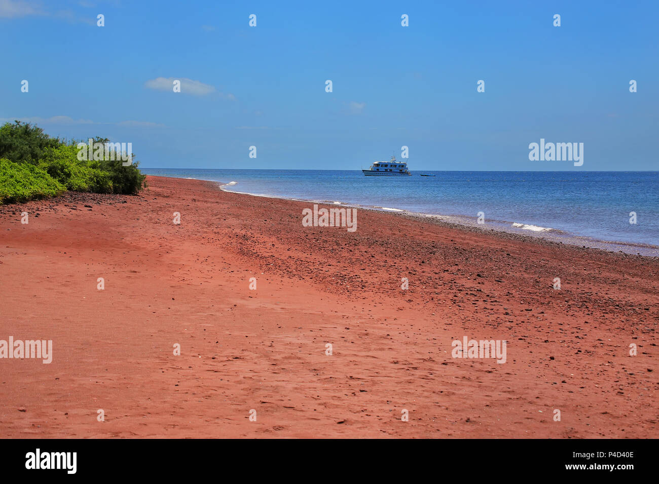 Red sand beach on Rabida Island in Galapagos National Park, Ecuador ...