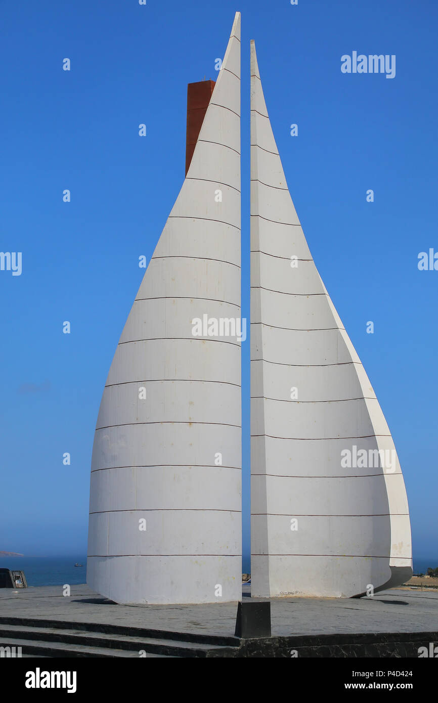 San Martin Obelisk in Paracas, Peru. Paracas is a small port town ...