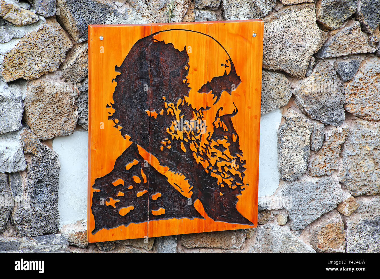 Portrait of Charles Darwin at Galapagos National Park Headquarters on ...