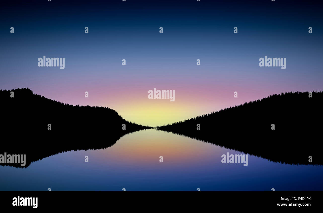 Dam between two mountains illustrations Stock Photo - Alamy