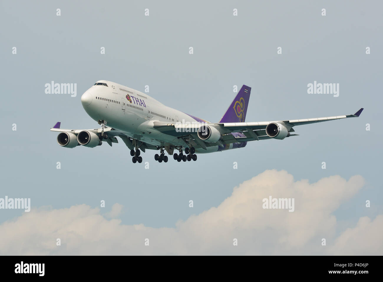 Phuket, Thailand - Apr 25, 2018. A Boeing 747-400 airplane of Thai ...