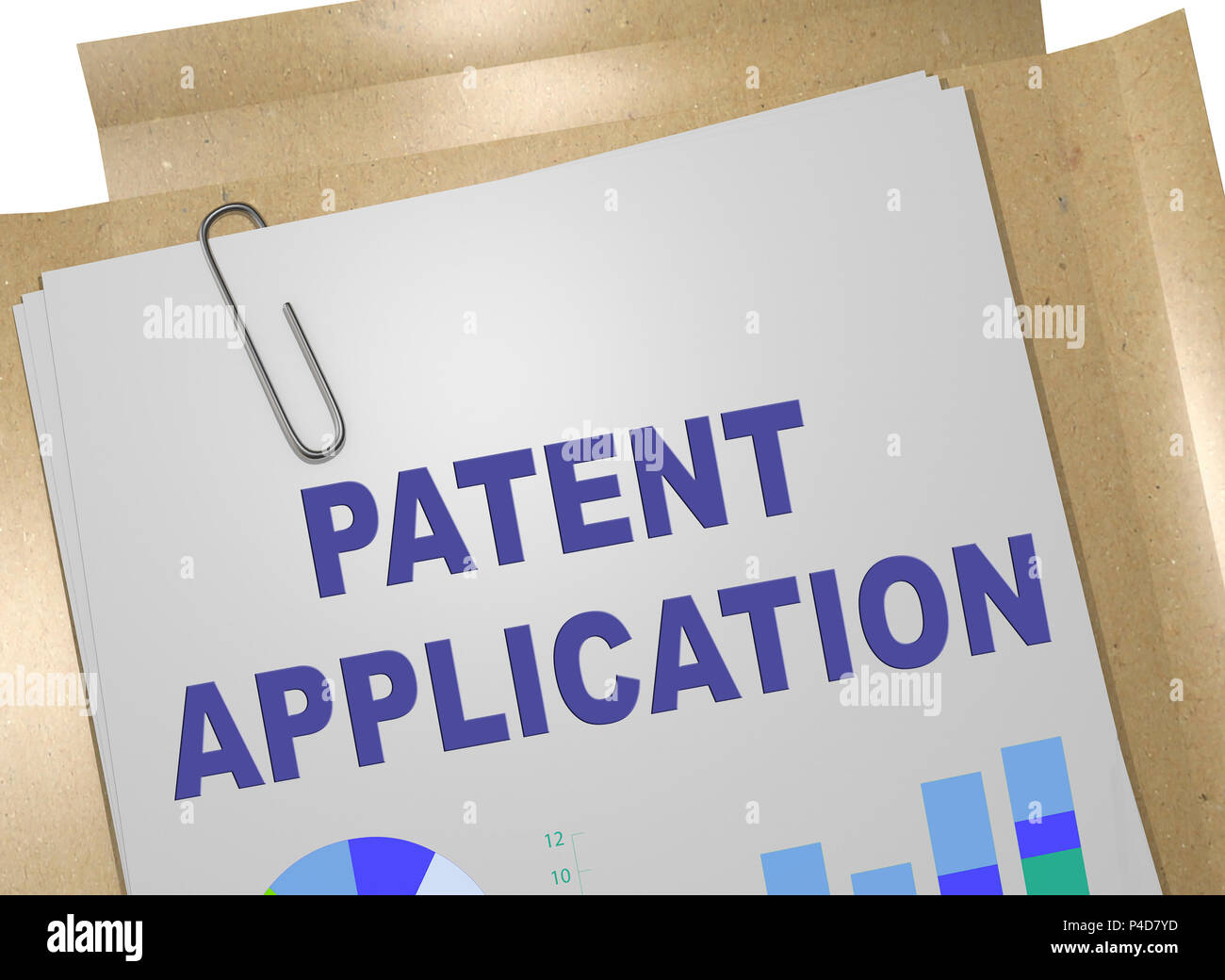 3D illustration of PATENT APPLICATION title on business document Stock ...