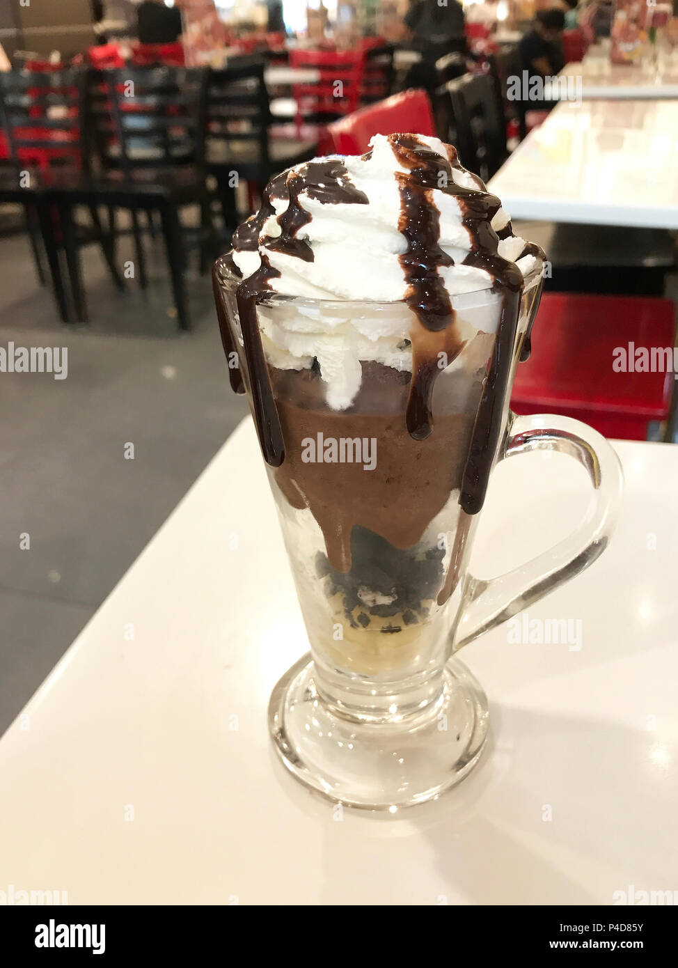 Chocolate sundae ice cream in the icecream shop Stock Photo - Alamy