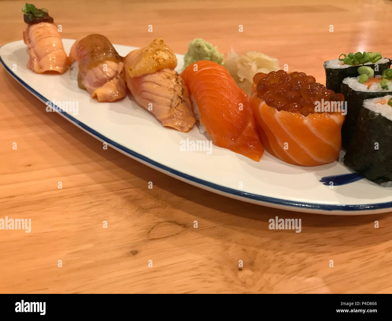 Salmon sushi special set japanese food style. Fresh raw salmon fish ...