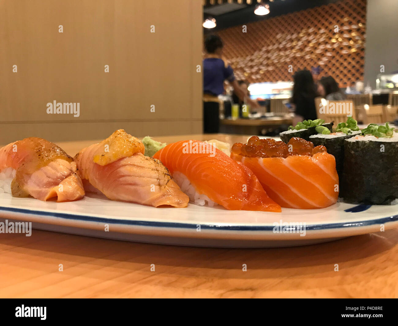Salmon sushi special set japanese food style. Fresh raw salmon fish ...