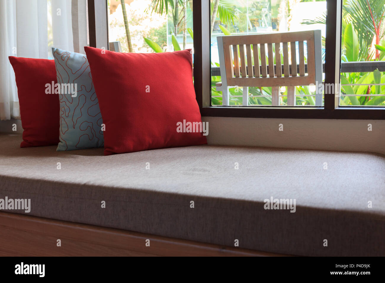 Modern sofa room interior on window background Stock Photo - Alamy