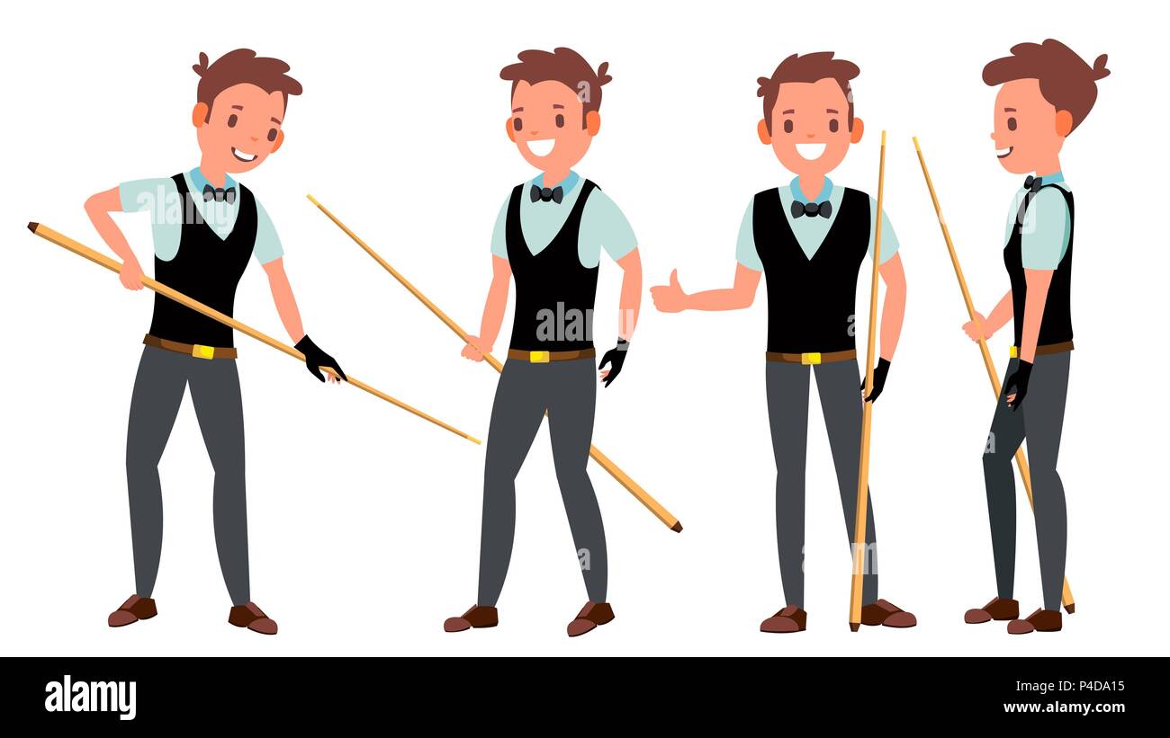 Snooker Male Player Vector. In Action. Professional Player Playing ...