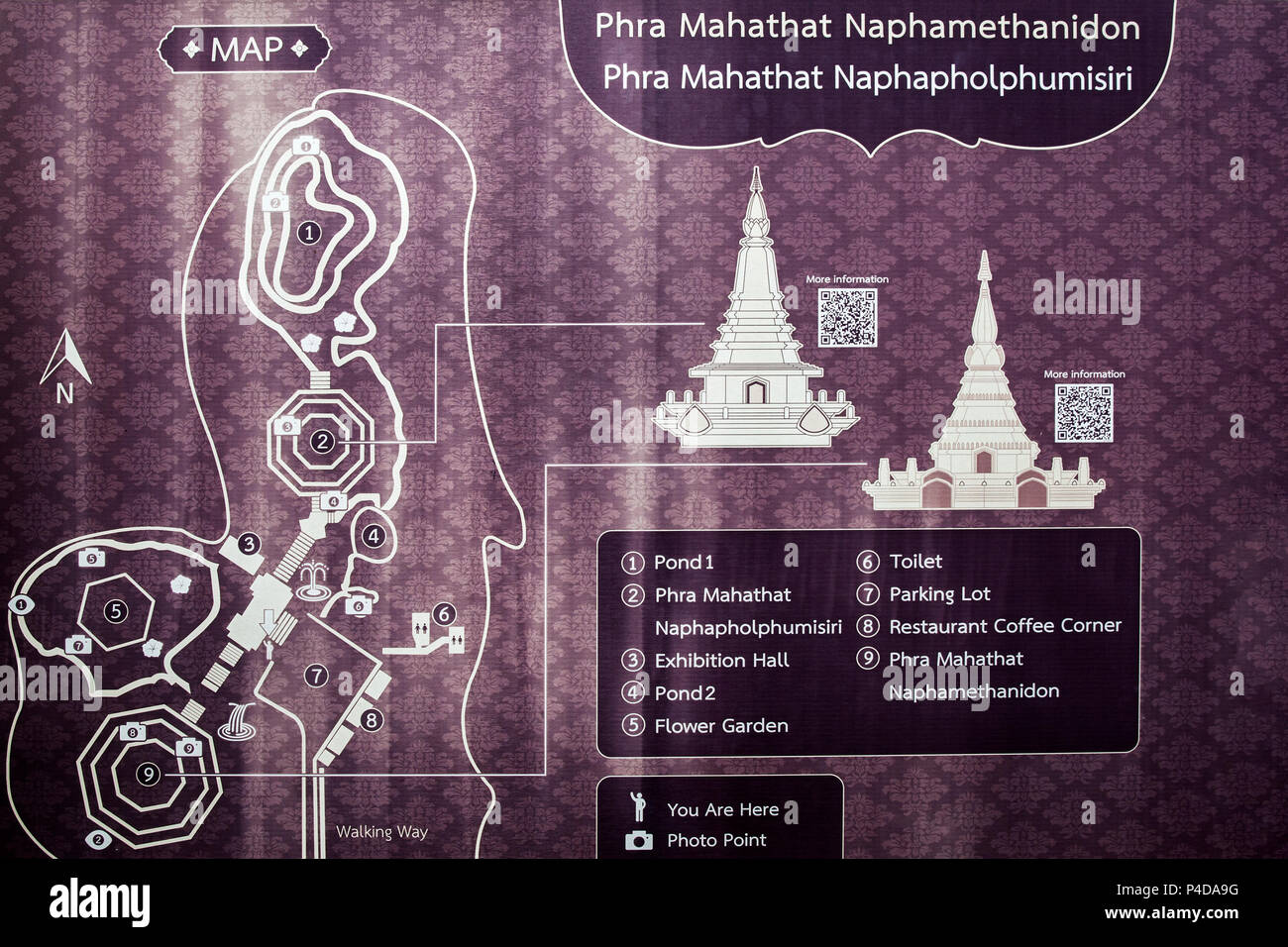 Doi Inthanon Thailand map localization attraction information Stock ...