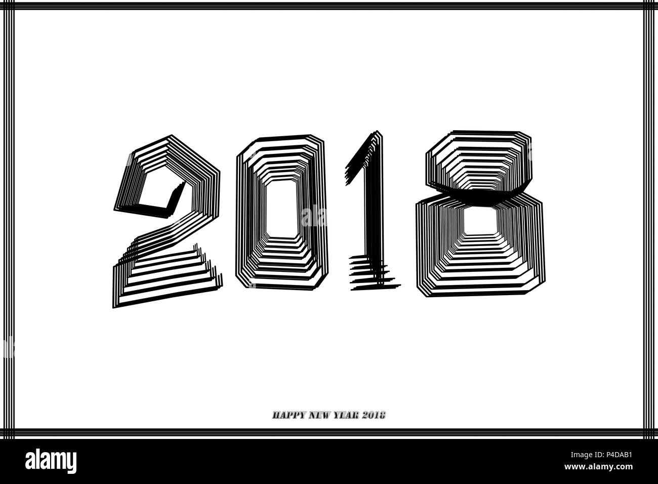 2018 Happy New Year. Text calligraphic lettering design card template ...