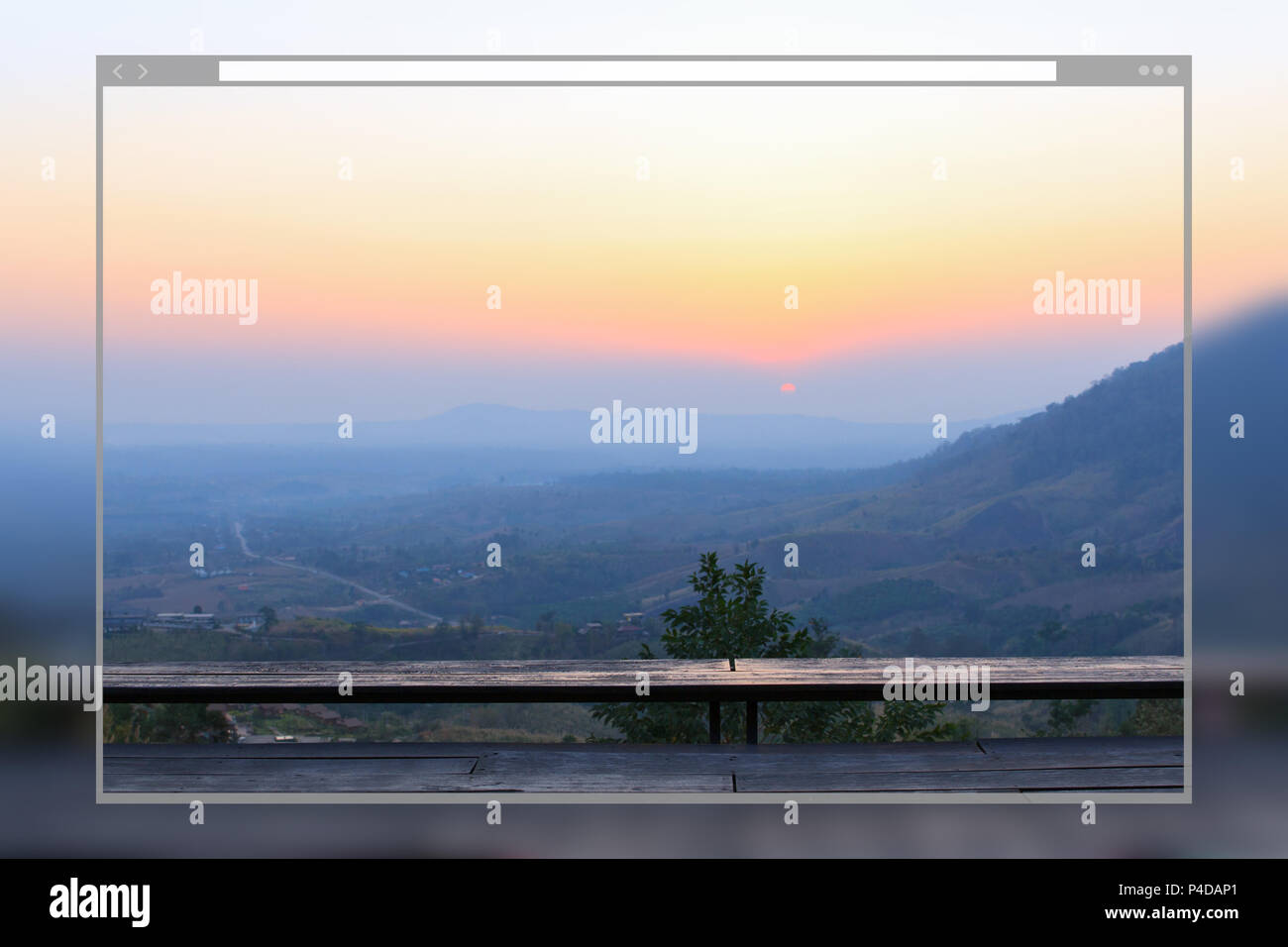 Web site page design concept, mountain sunset time background Stock ...