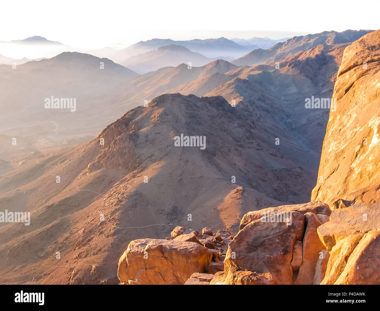 Spectacular aerial view of the holy summit of Mount Sinai, Aka Jebel ...